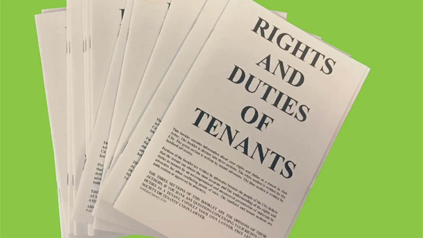 Rights and Duties of Tenants Booklet | City of Ann Arbor